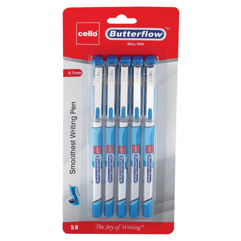 Cello Butterflow Simply Ball Pen Blue 5Pc Blister - OurStore.in